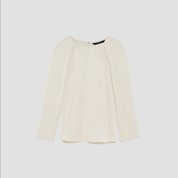 Zara | Tops | Nwt Zara Cream Satin Blouse With Gathered Detail | Poshmark